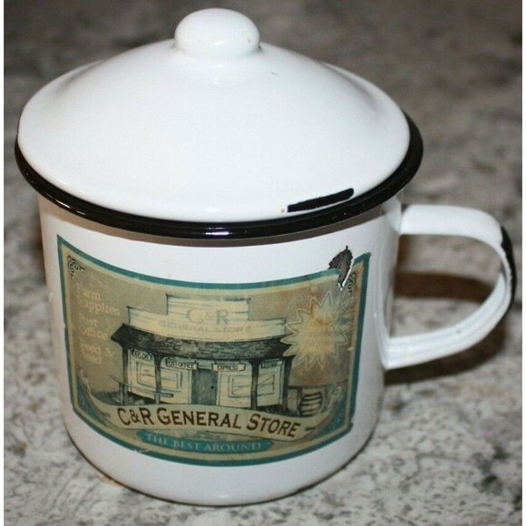 Unbranded | Dining | Reproduction Enamelware White Black Trim Mug Cup ...
